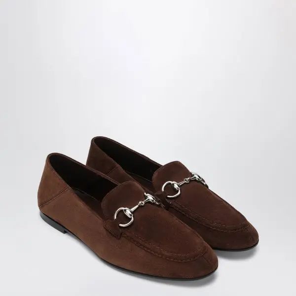 Gucci Jordaan Soft Suede Loafers With Horsebit Detail - Brown