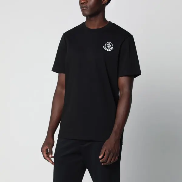 Moncler Cotton Jersey T-shirt With Logo Patch - Black