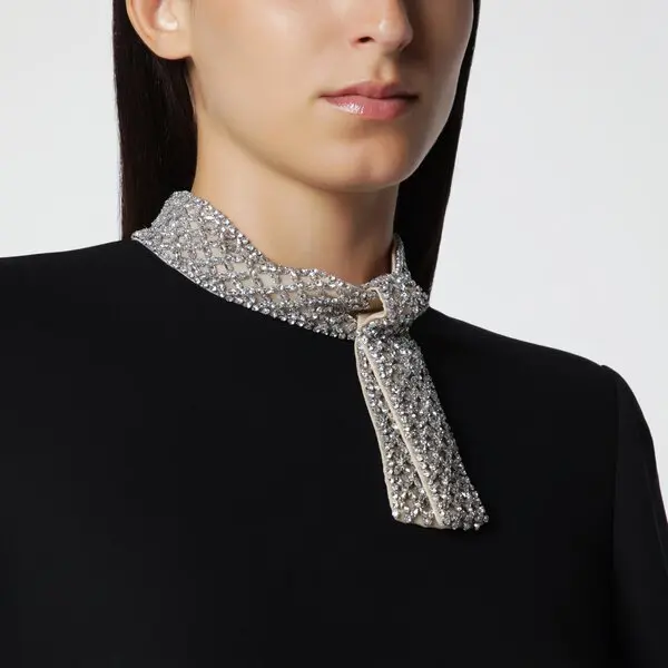 Valentino Garavani Silk Cady Couture Dress With Rhinestone Embellishment