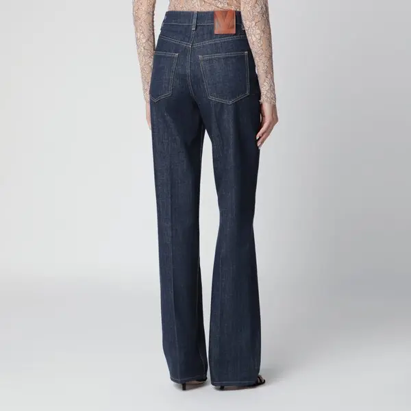 Valentino Garavani Cotton Denim Jeans With Logo Buttons - Blue
