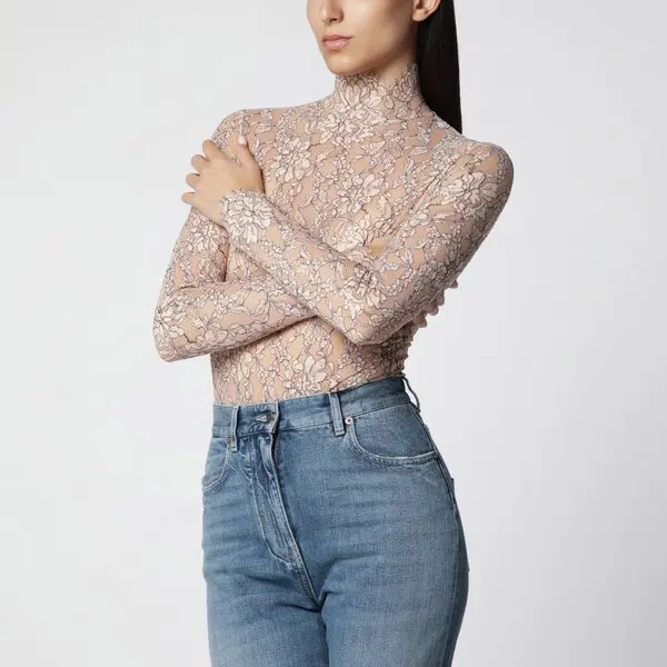 Valentino Garavani Nude Rebrodé Lace Bodysuit - Black