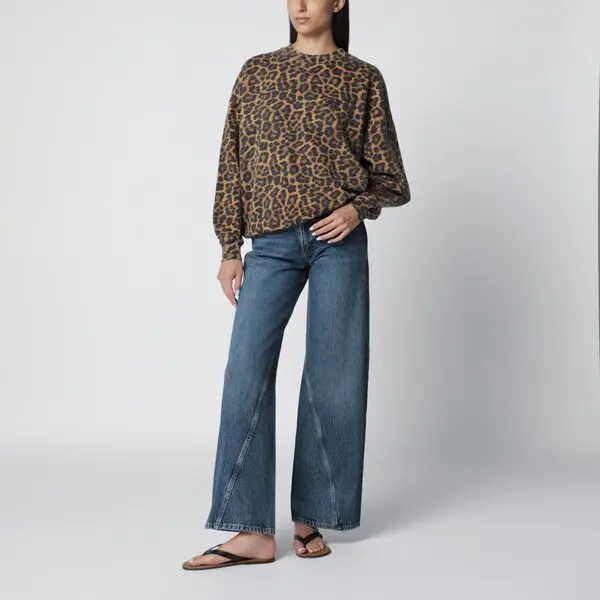 ANINE BING Miles Hoodie With Leopard Print
