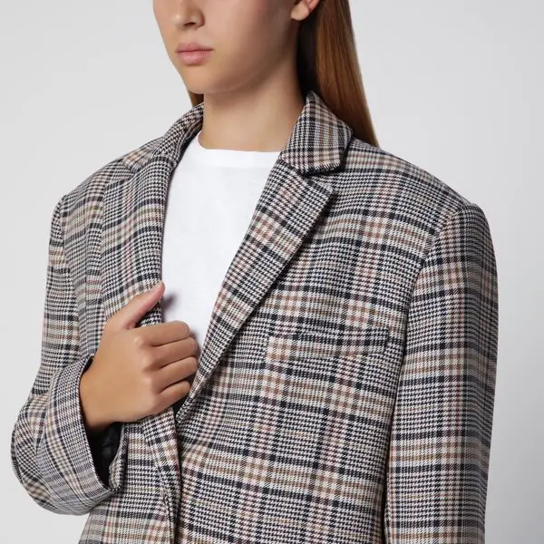 ANINE BING Single-breasted Check Blazer