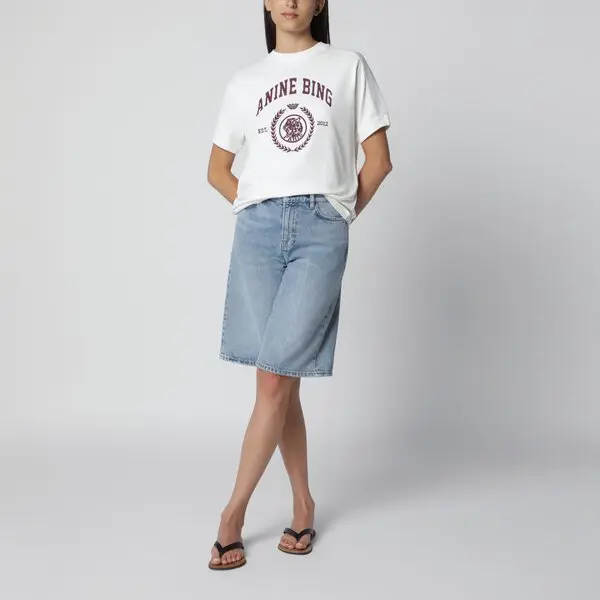 ANINE BING Cotton Jersey T-shirt With Graphic Print