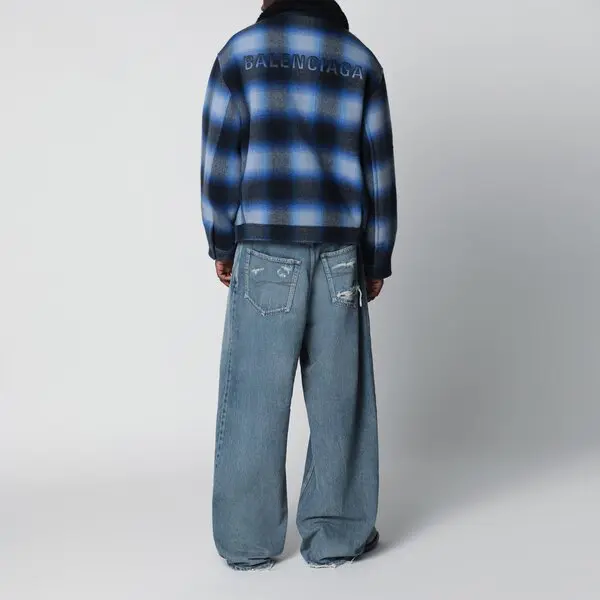 Balenciaga Plaid Wool Flannel Bomber Jacket