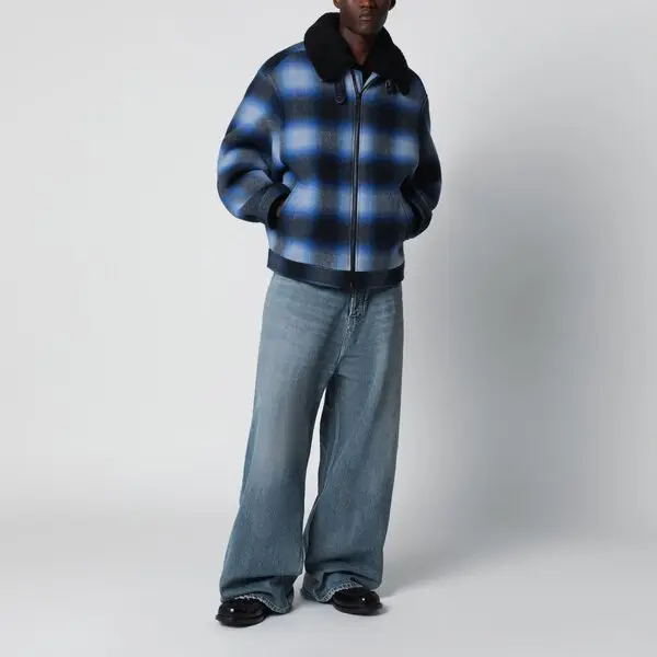 Balenciaga Plaid Wool Flannel Bomber Jacket