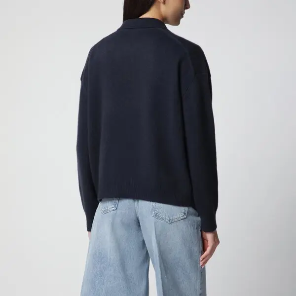 ANINE BING Navy Cashmere Polo Sweater - Blue