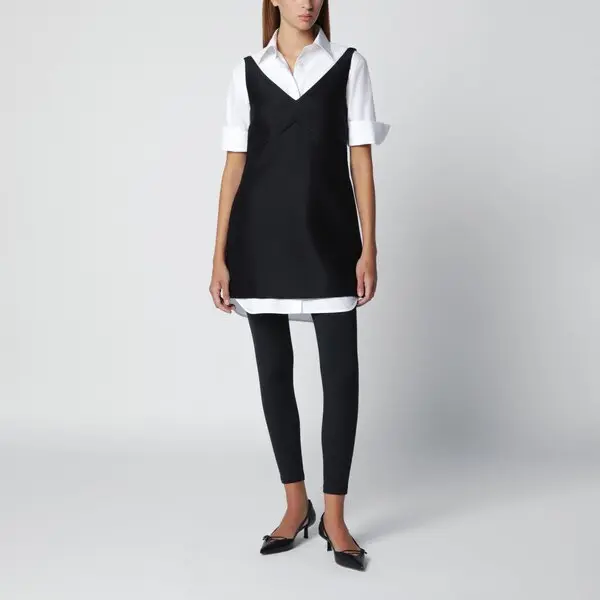 Balenciaga Hybrid Chemisier Mini Dress In Wool And Silk - Black