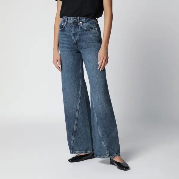 ANINE BING Washed Jeans With Curved Front Seams - Blue