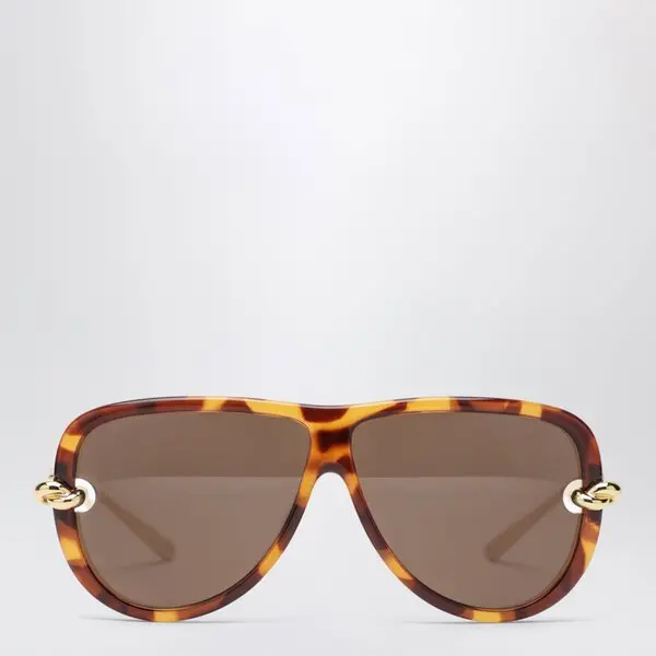 Bottega Veneta Knot Aviator Sunglasses In Havana/gold - Brown