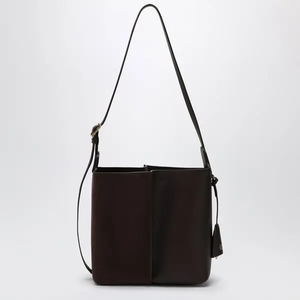 Loewe Bilbao Bucket Bag In Calfskin And Suede, Dark Chestnut - Brown