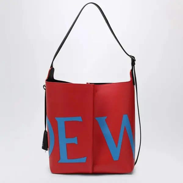 Loewe Large Bilbao Bucket Bag In /blue Leather - Red