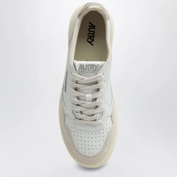 AUTRY Medalist Low Sneakers In Leather And Gold Suede - White