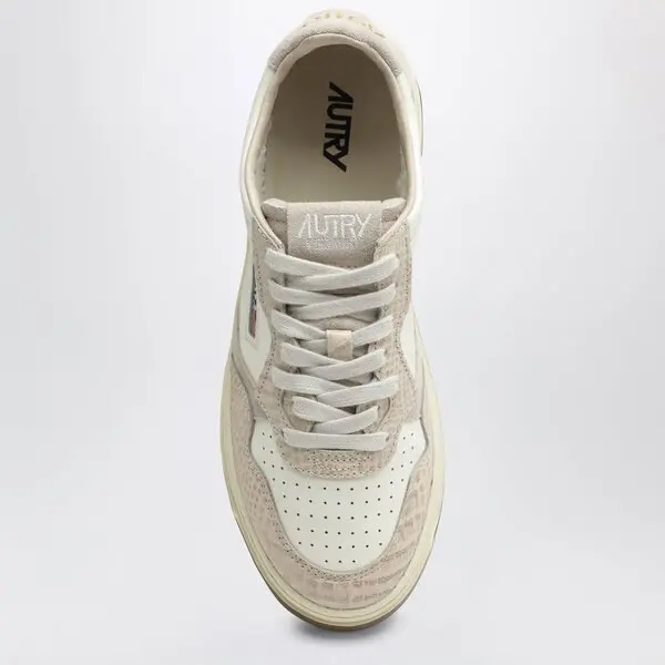AUTRY Medalist Low Sneakers In Marshmallow/ivory With Python-effect Inserts