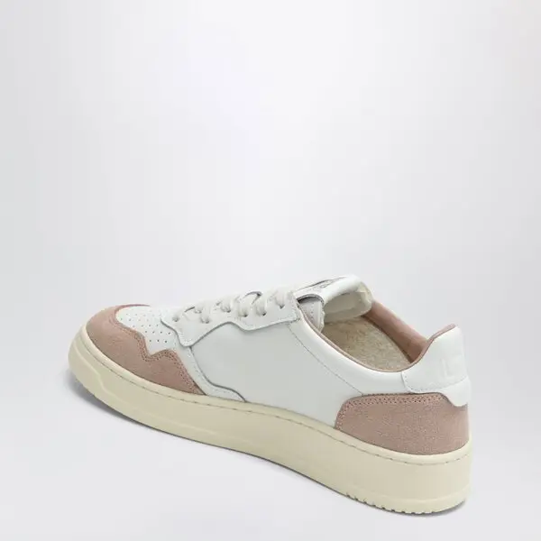 AUTRY Medalist Low Sneakers In Leather And Blush Suede - White