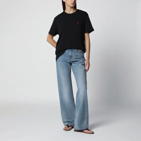 AMI Paris Cotton T-shirt With De Coeur Embroidery