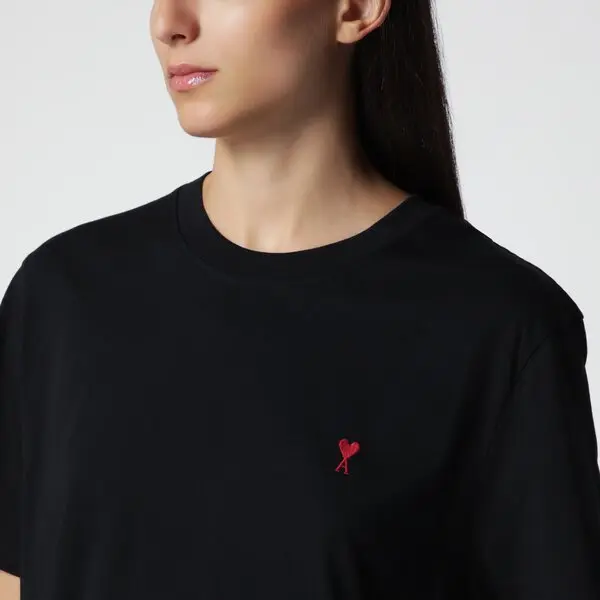 AMI Paris Cotton T-shirt With De Coeur Embroidery
