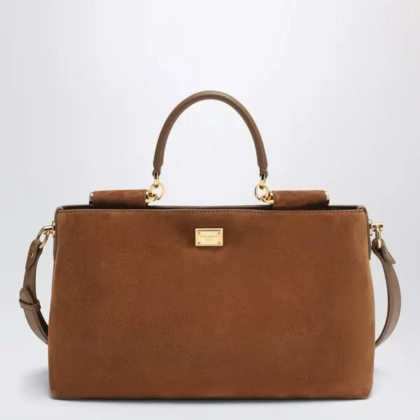 Dolce & Gabbana Medium Vittoria Suede Bag In Camel - Brown