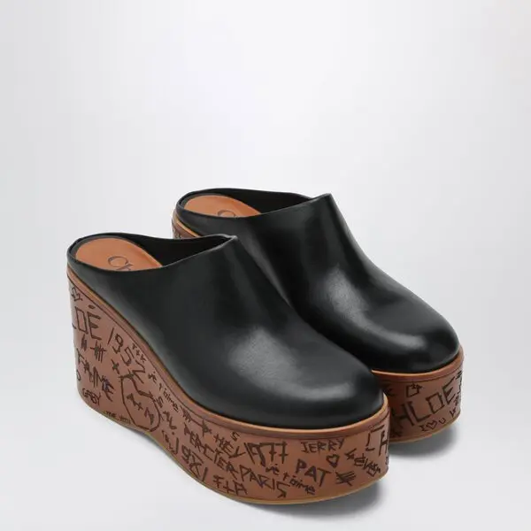 Chloé Maxime Wedge Sabot In Calfskin Leather