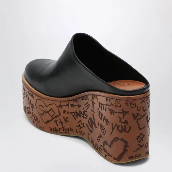 Chloé Maxime Wedge Sabot In Calfskin Leather