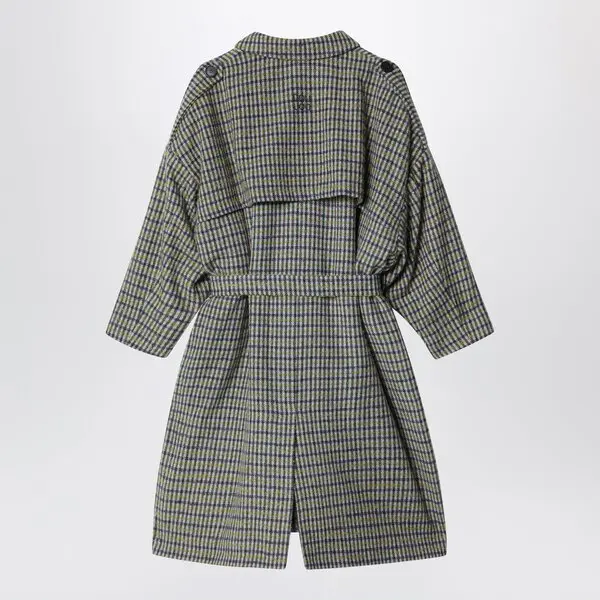 DOUUOD Double-breasted Wool-blend Trench Coat With Check Pattern