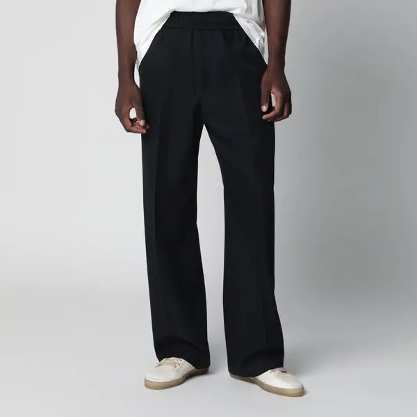 GOLDEN GOOSE Straight-leg Trousers In Cotton-wool Blend, Dark - Blue