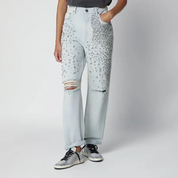 GOLDEN GOOSE Light Crystal Embellished Wide-leg Jeans
