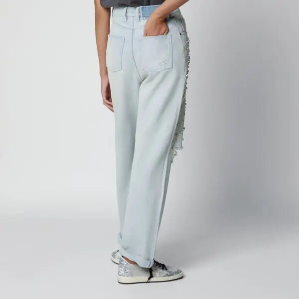 GOLDEN GOOSE Light Crystal Embellished Wide-leg Jeans