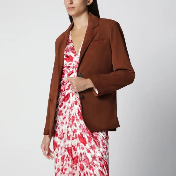 GOLDEN GOOSE Robyn Suede Sheepskin Blazer In Cambridge - Brown