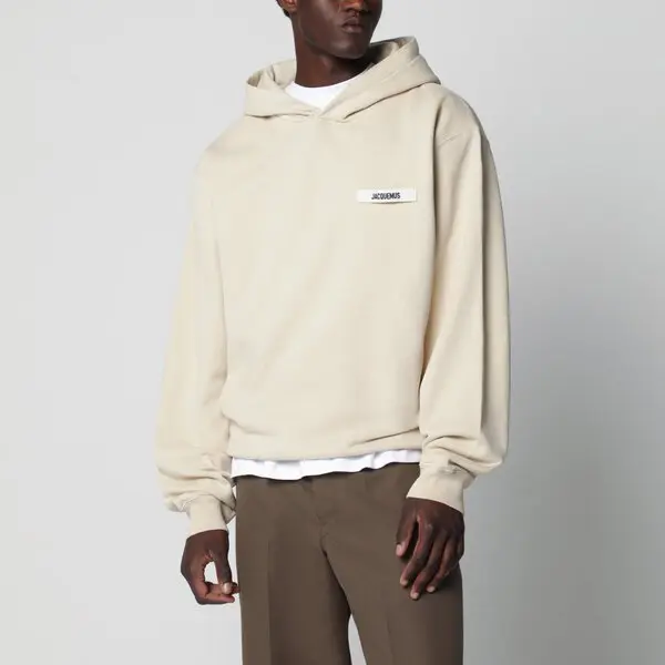 Jacquemus Hoodie With Grosgrain Logo - Beige