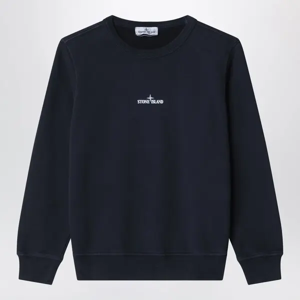 Stone Island Navy Cotton Sweatshirt With Logo Prints