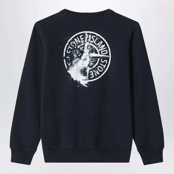 Stone Island Navy Cotton Sweatshirt With Logo Prints