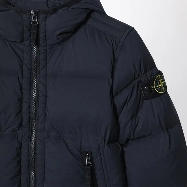 Stone Island Navy Nylon Hooded Down Jacket