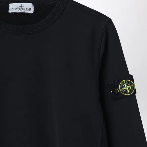 Stone Island Cotton Sweatshirt With Compass Patch - Black