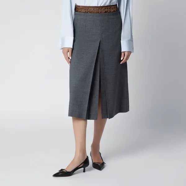 Prada Slate Wool Skirt - Grey