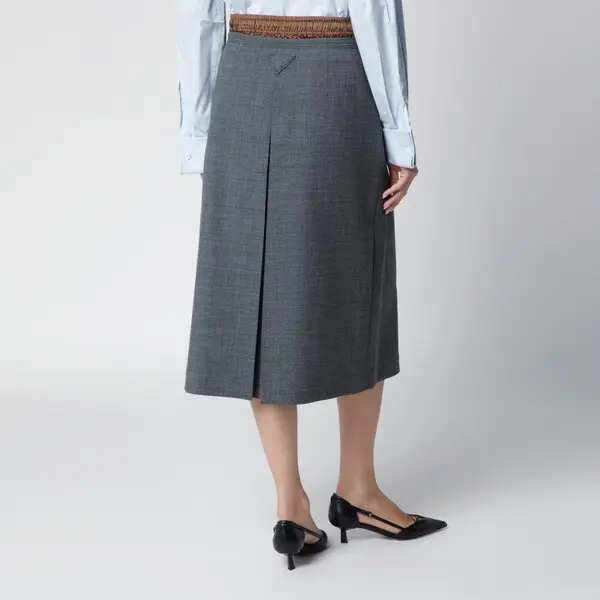Prada Slate Wool Skirt With Elasticated Waistband