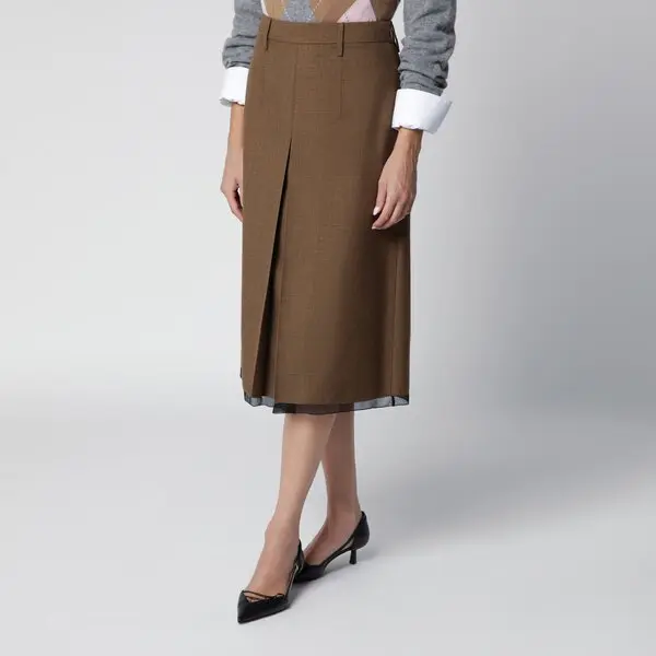 Prada Wool Skirt With Organza Insert