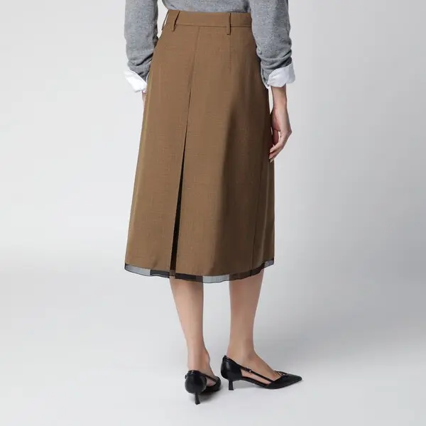 Prada Wool Skirt With Organza Insert