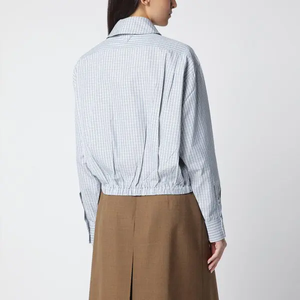 Prada Checked Cotton Shirt With Scarf Detail