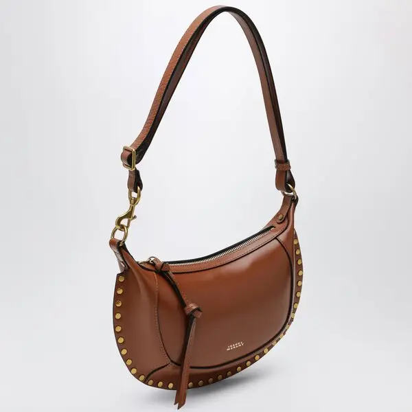 Isabel Marant Étoile Oskan Moon Shoulder Bag In Calfskin Leather Cognac - Brown