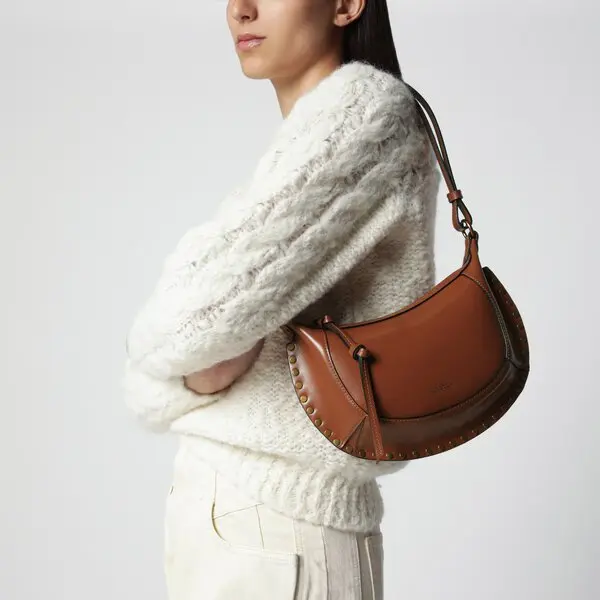 Isabel Marant Étoile Oskan Moon Shoulder Bag In Calfskin Leather - Brown