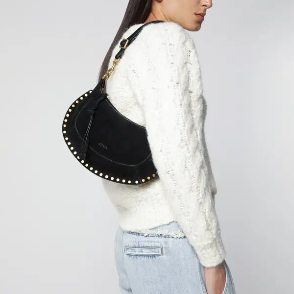 Isabel Marant Étoile Oskan Moon Shoulder Bag In Suede With Stud Detailing