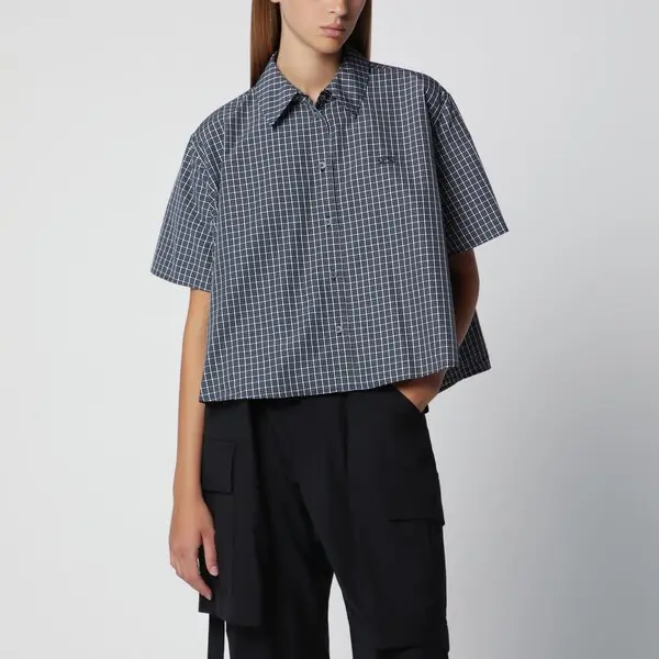 Loewe Trapeze Checked Shirt In Technical Cotton - Black