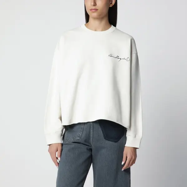 MAISON MARGIELA Ecru Fleece Sweatshirt With Logo Print - Beige