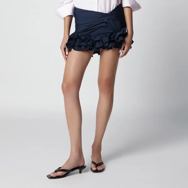 Jacquemus Playa Mini Skirt In Swimsuit Jersey Navy - Blue