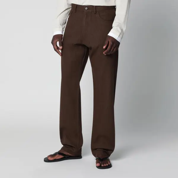 Prada Ebony-colored Wool Trousers - Brown