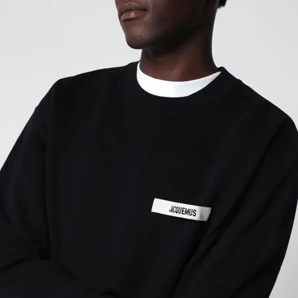 Jacquemus Crewneck Sweatshirt With Grosgrain Logo - Black