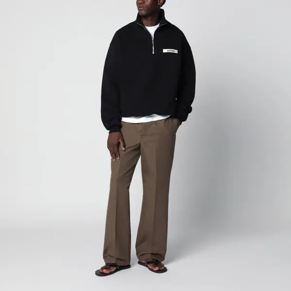 Jacquemus Zip-neck Sweatshirt With Gros Grain Logo