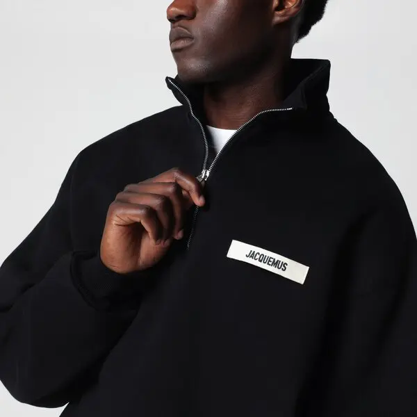 Jacquemus Zip-neck Sweatshirt With Gros Grain Logo