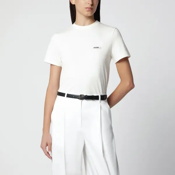 Jacquemus Light Fitted T-shirt With Grosgrain Logo - Beige